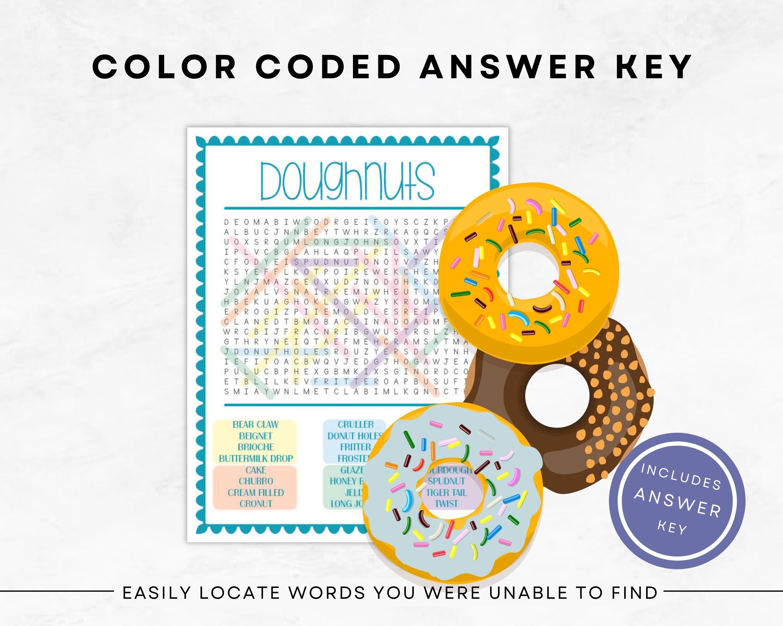Doughnuts Word Search Puzzle Game (digital Download) - Etsy