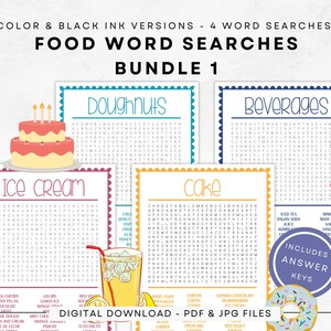 Food Word Search Puzzle Bundle: Fun Brain Game (digital Download) - Etsy