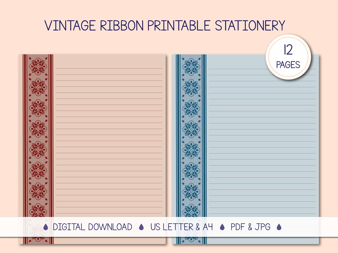 Printable Stationery | Writing Paper for Instant Download in Multiple ...