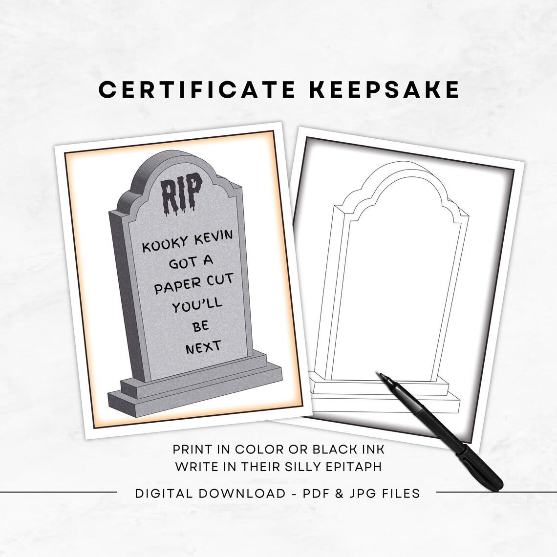 Halloween Tombstone Game Printable Party Activity for Kids - Etsy