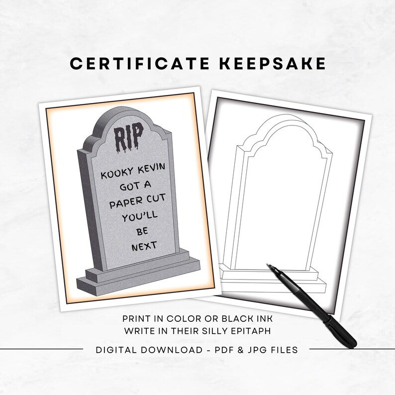 Halloween Tombstone Game, Printable Party Activity (digital Download ...