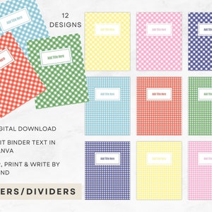 Gingham Binder Cover Set With Note Paper | Edit on Canva, Download ...