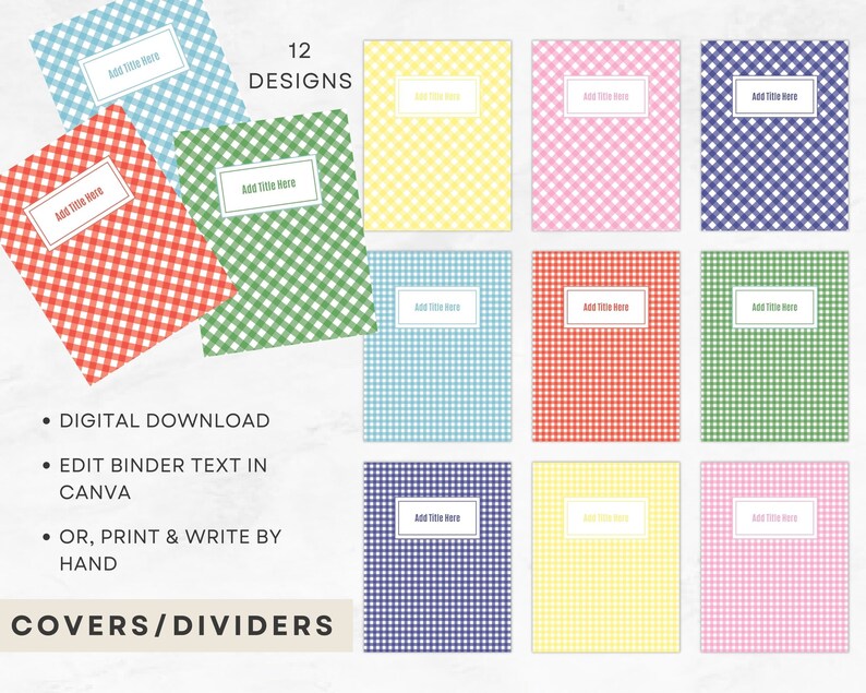 Gingham Binder Cover Set With Note Paper | Edit on Canva, Download ...