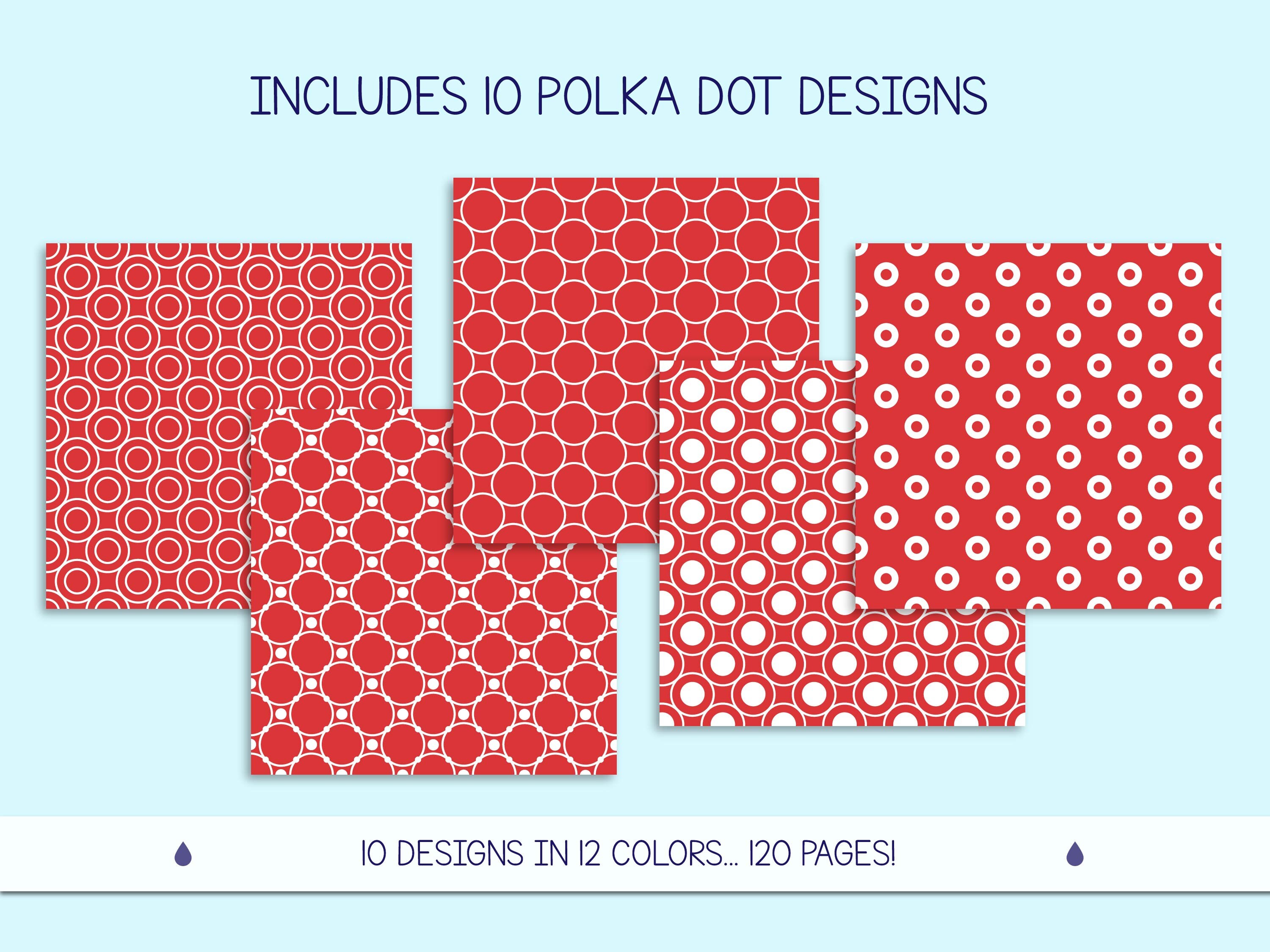 Bright Polka Dot Digital Scrapbook Paper – 120 Pages (digital Download ...