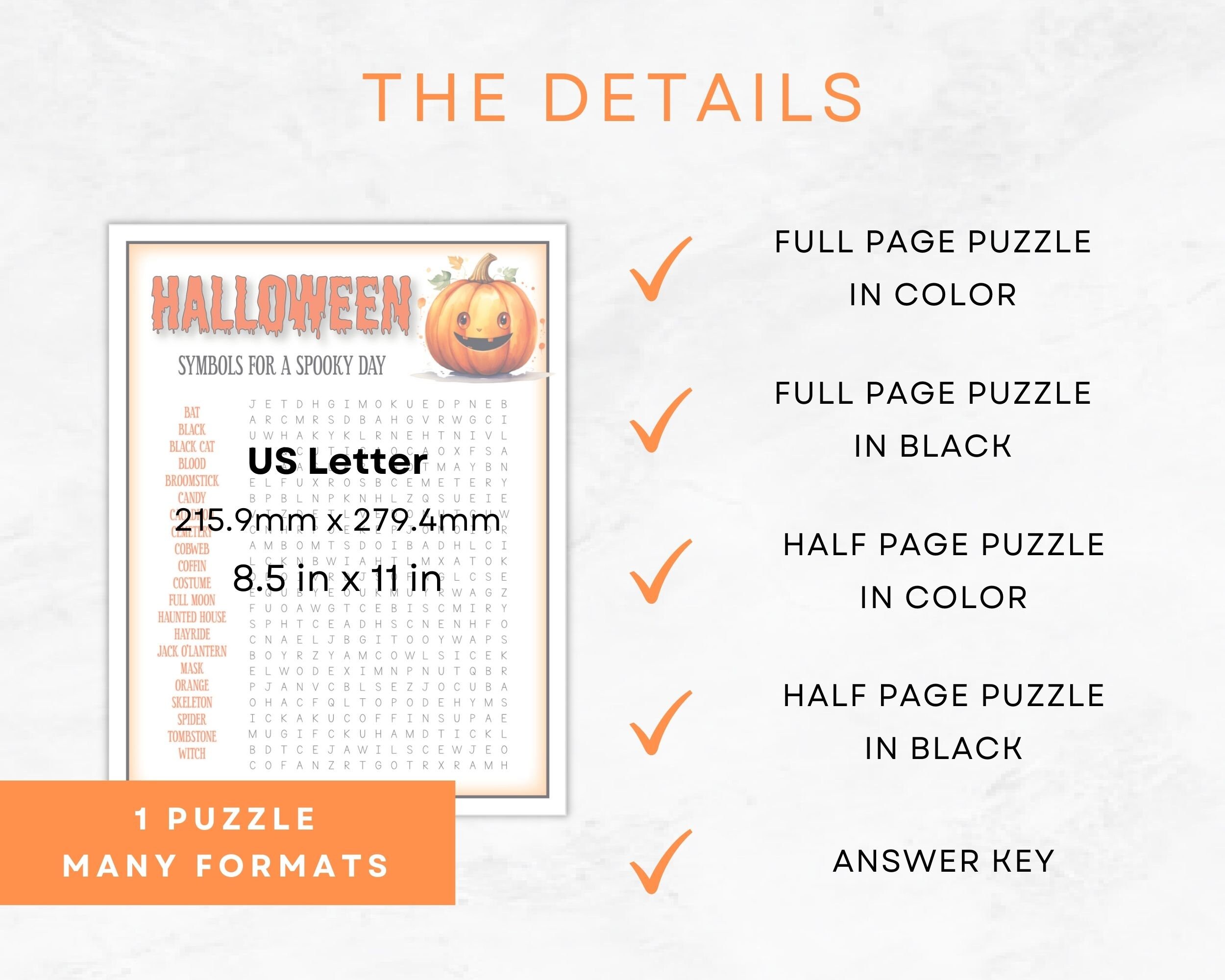 Halloween Word Search Puzzle: Printable Party Game (PDF & JPG) - Etsy