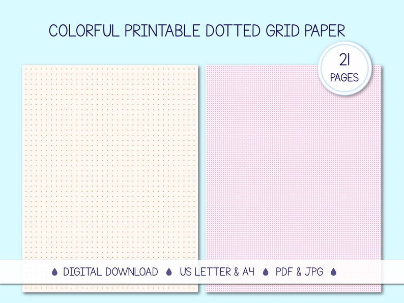 Dotted Grid Printable Paper | Dot Paper for Instant Download in ...