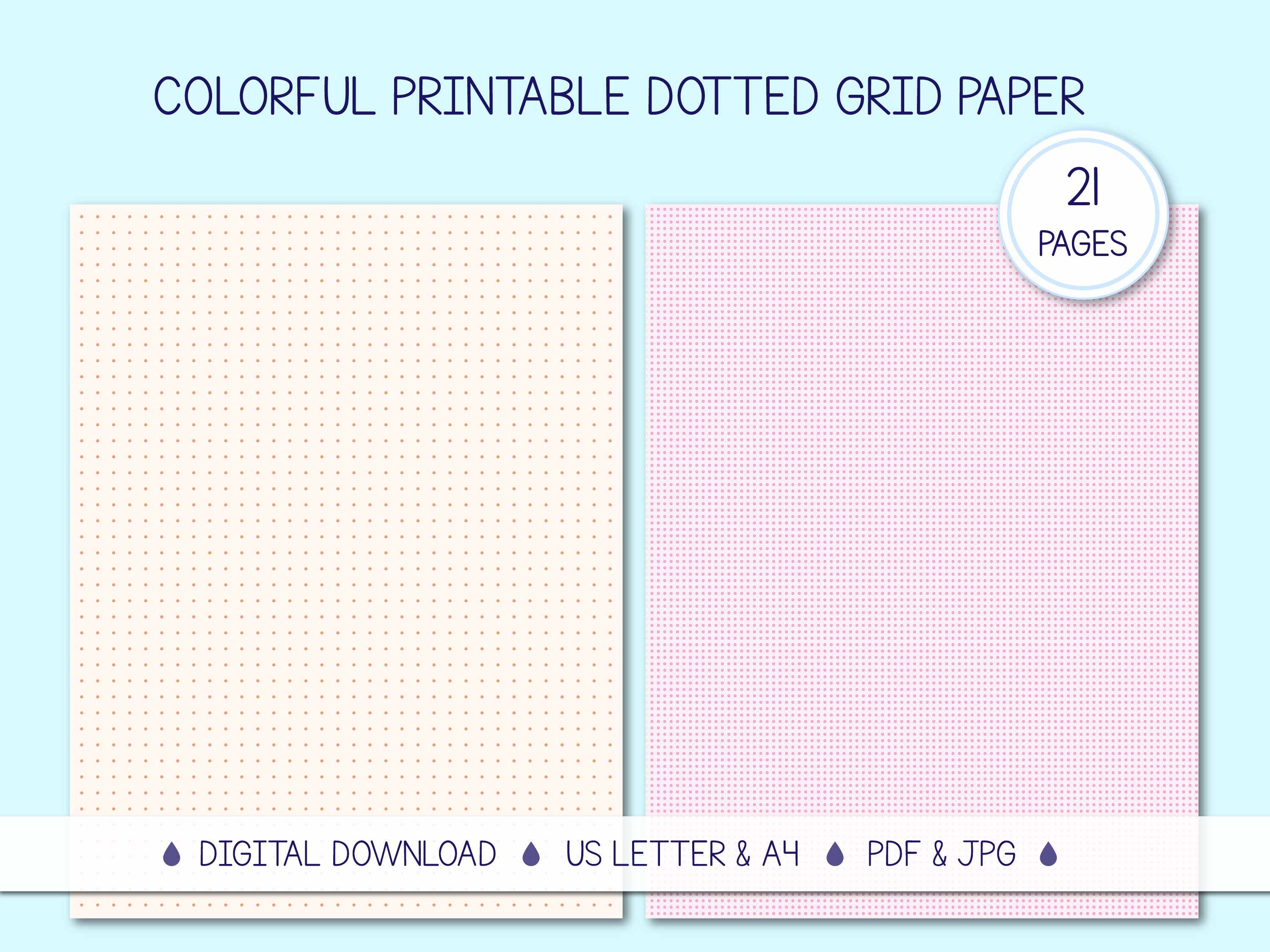 Dotted Grid Printable Paper Dot Paper for Instant Download in Multiple ...