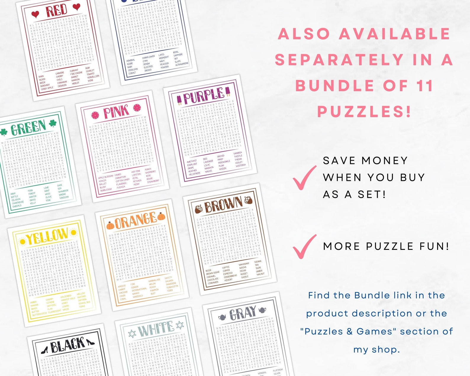 Pink Word Search Puzzle | Art Teacher Activity (PDF & JPG) - Etsy