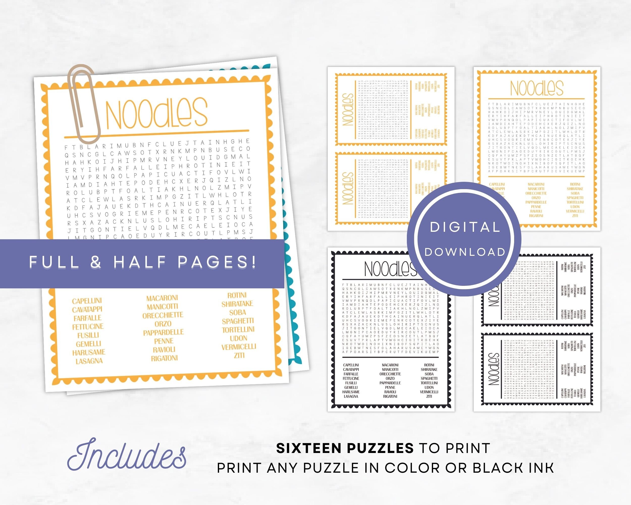 Food Word Search Megabundle, Instant Download Print in Color/black Ink ...