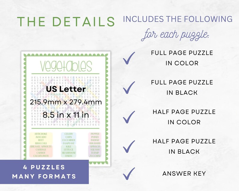 Food Word Search Puzzle Bundle, Printable Brain Game (digital Download ...