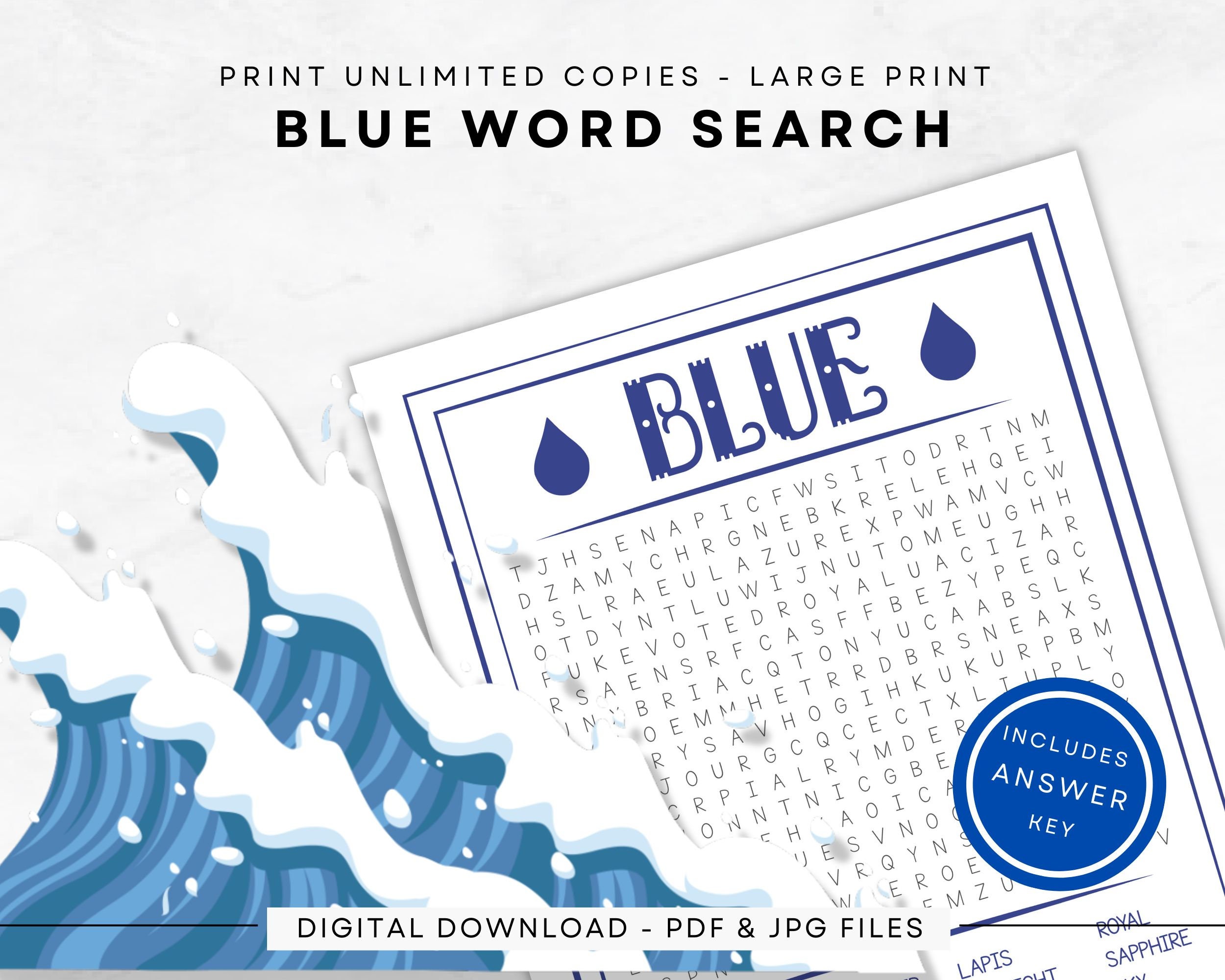 Blue Word Search for Instant Download | Art Teacher Discussion of Color ...