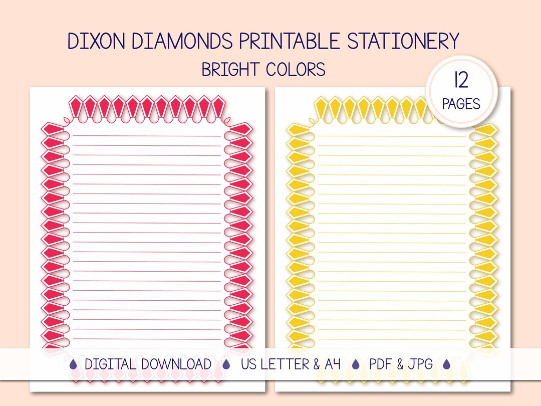 Bright Printable Stationery | Writing Paper for Instant Download ...
