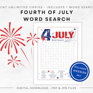 4th of July Word Search for Instant Download | Patriotic Puzzle, Great ...
