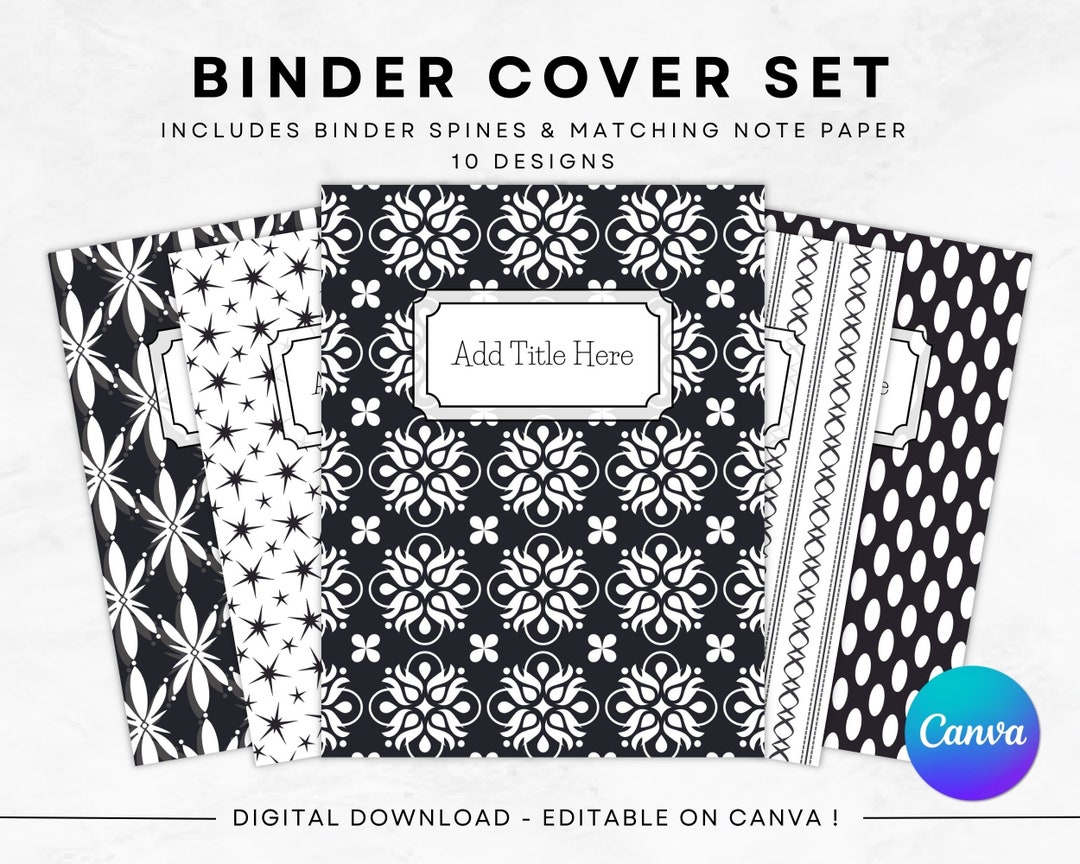 Binder Cover Set With Note Paper | Edit on Canva, Download, Print ...