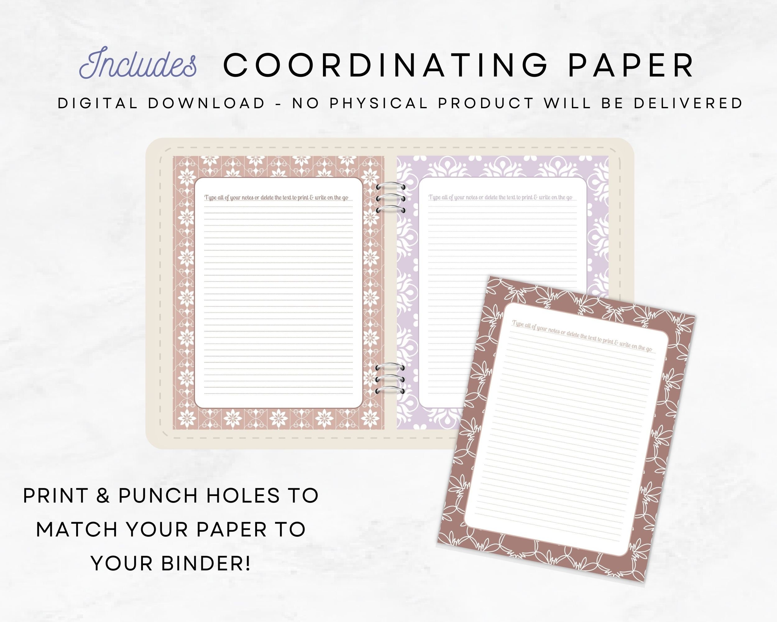 Binder Cover Set With Note Paper Edit on Canva, Download, Print Great ...
