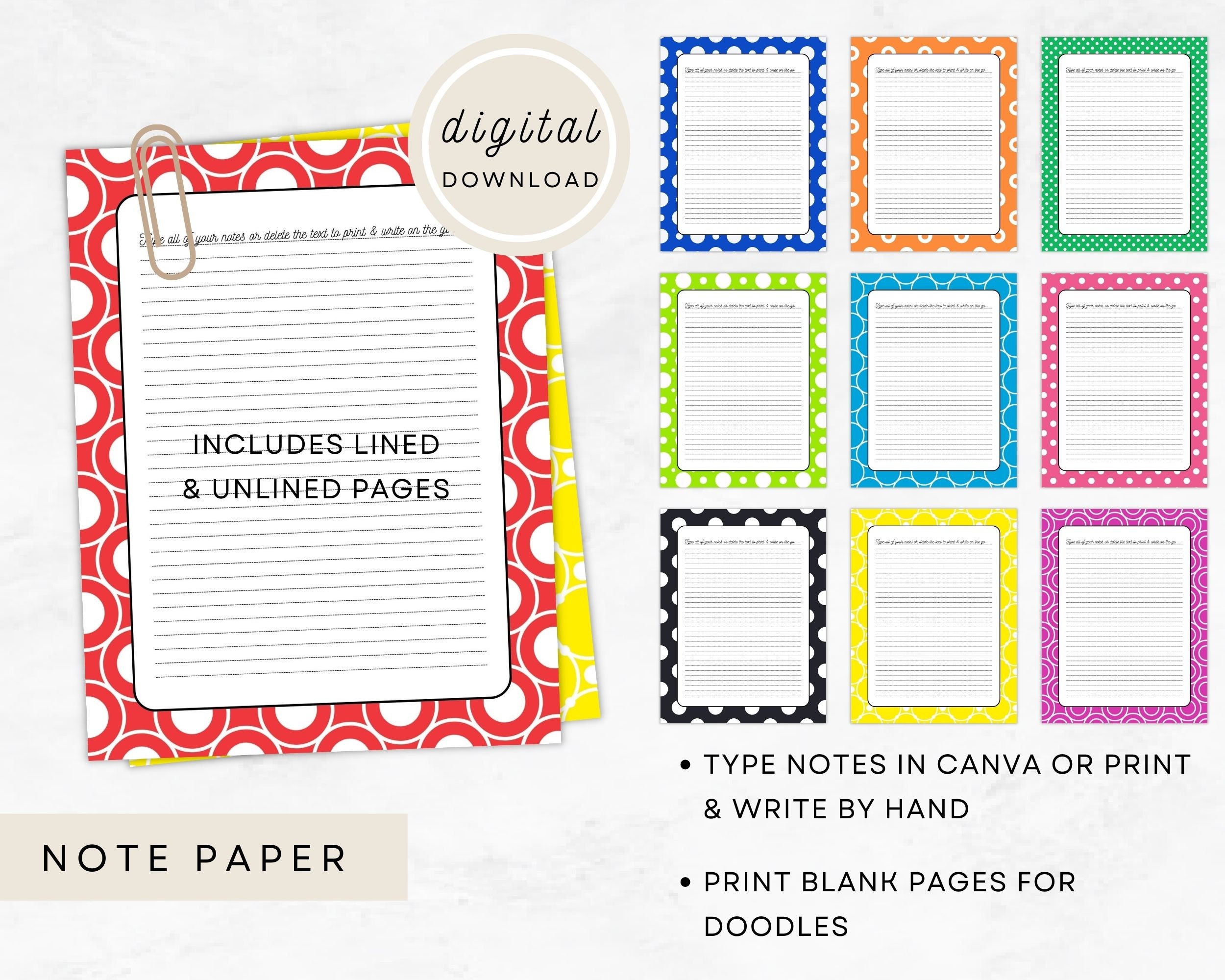 Binder Cover Set With Note Paper | Edit on Canva, Download, Print ...