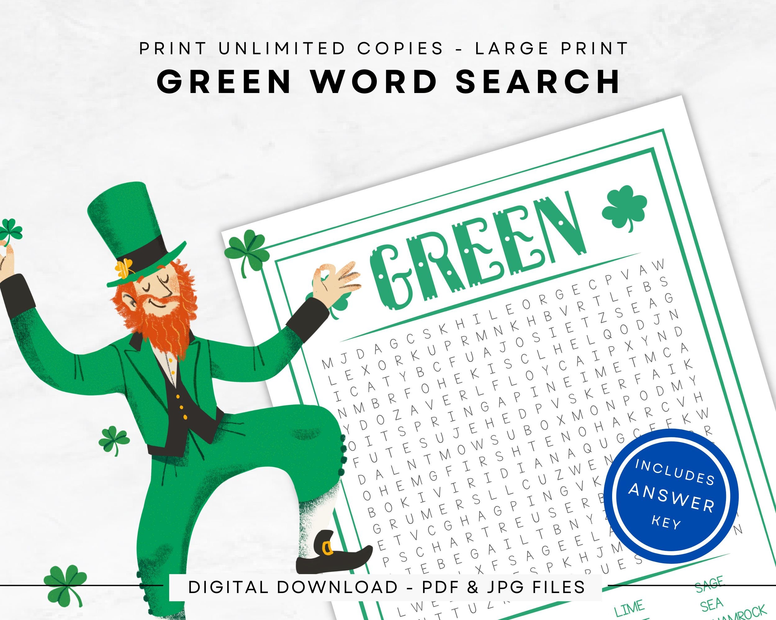 Green Word Search for Instant Download Art Teacher Discussion of Color ...