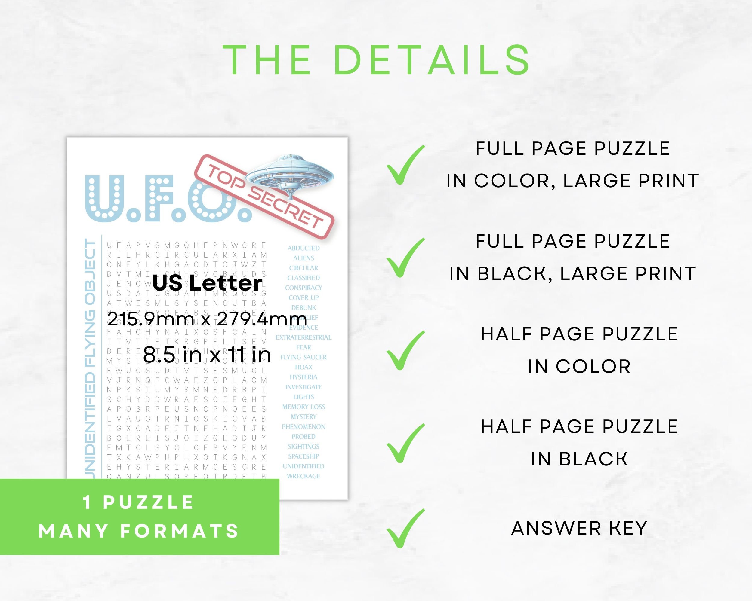UFO Word Search Puzzle: Large Print UAP Game (digital Download) - Etsy