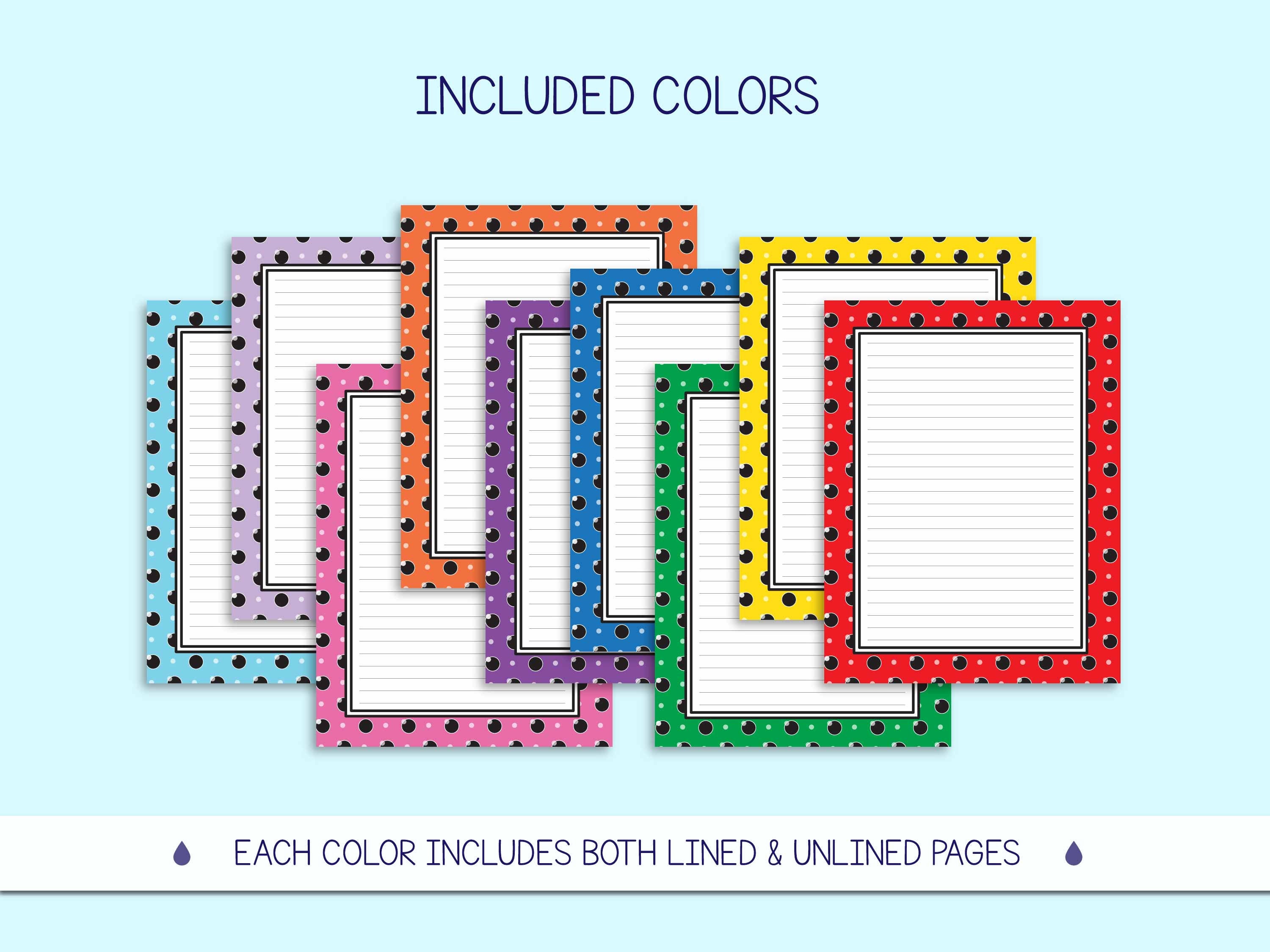 Polka Dot Printable Stationery Writing Paper for Instant Download ...