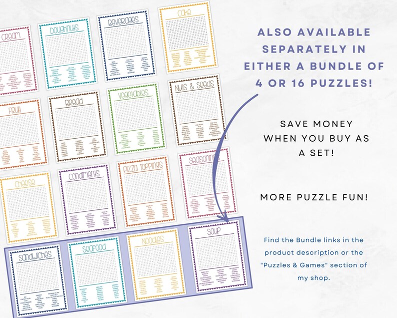 Soup Word Search, Instant Download Print in Color/black Ink US Letter ...