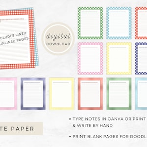 Gingham Binder Cover Set With Note Paper | Edit on Canva, Download ...