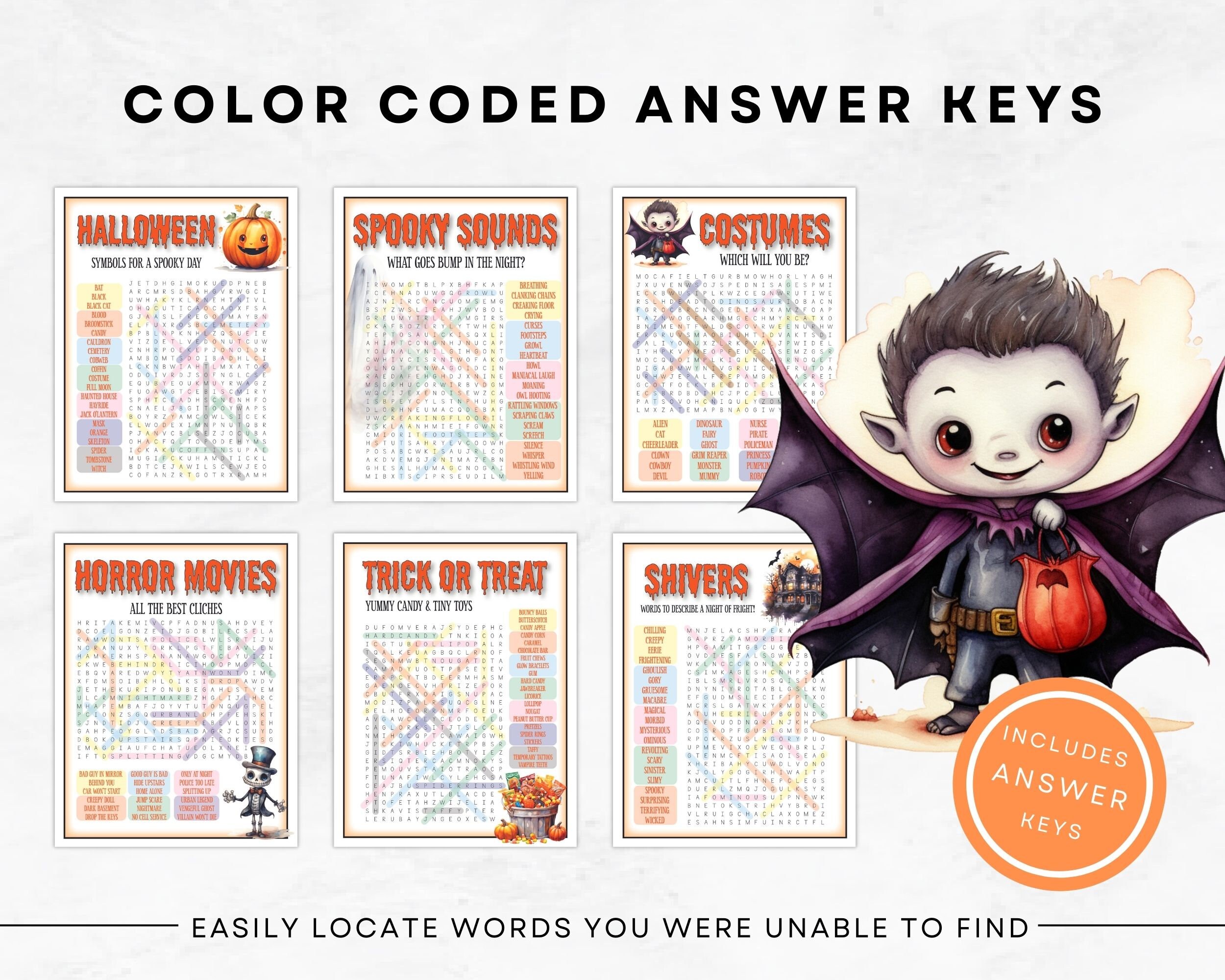 Halloween Word Search Puzzle Bundle: Party Game (digital Download) - Etsy
