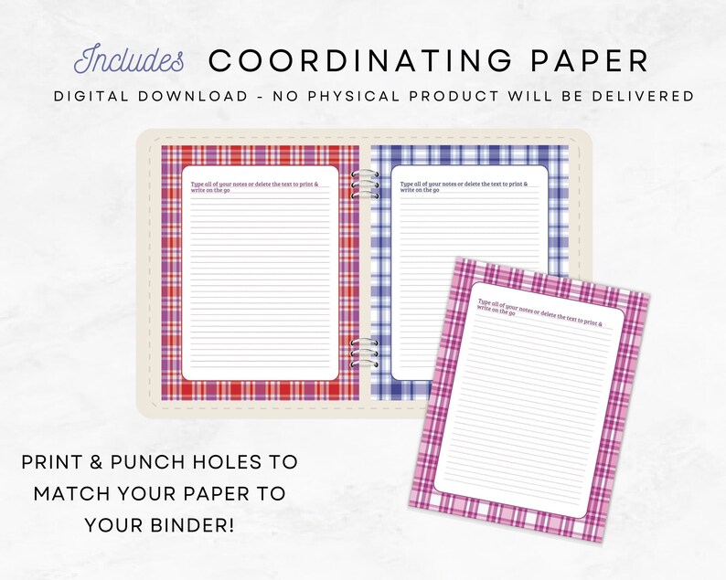 Plaid Binder Cover Set | Printable School Organizer (PDF Files) - Etsy