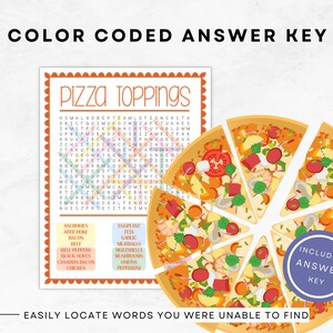 Pizza Toppings Word Search Puzzle, Printable Game (PDF & JPG) - Etsy