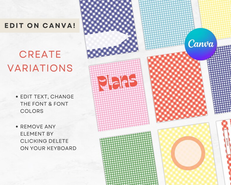 Gingham Binder Cover Set With Note Paper | Edit on Canva, Download ...