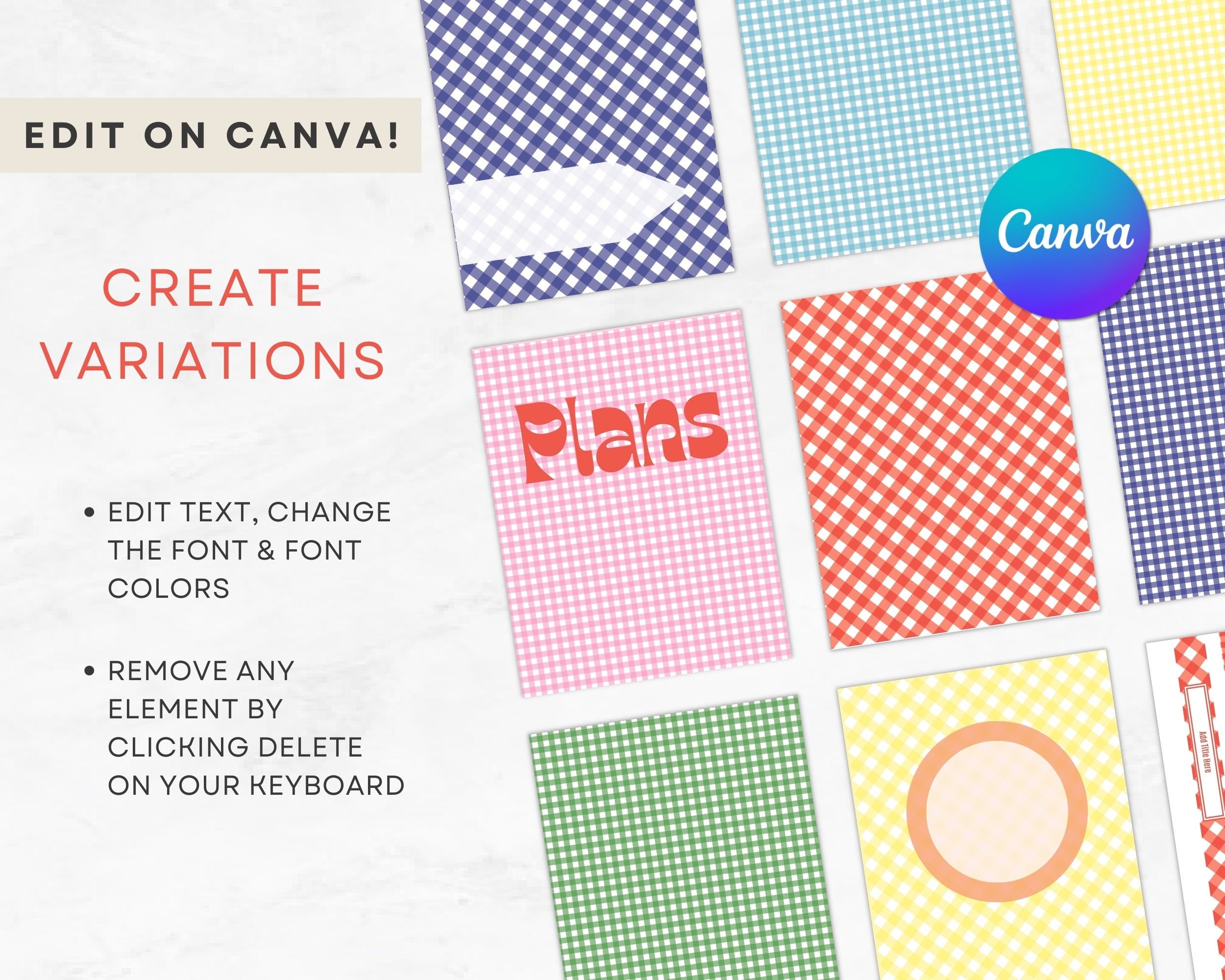 Gingham Binder Cover Set With Note Paper | Edit on Canva, Download ...