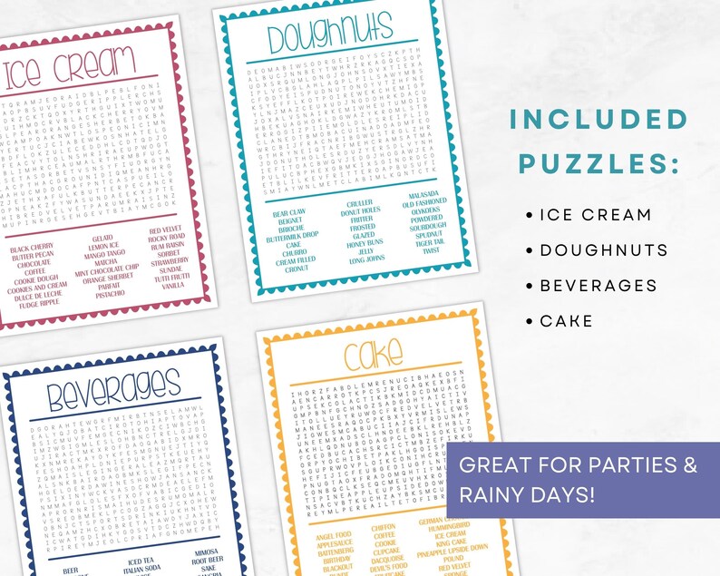 Food Word Search Puzzle Bundle: Fun Brain Game (digital Download) - Etsy