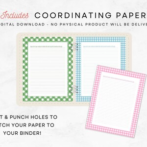 Gingham Binder Cover Set With Note Paper | Edit on Canva, Download ...