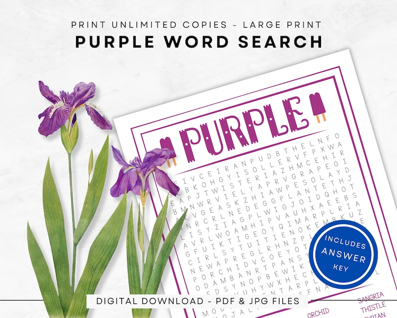 Purple Word Search for Instant Download | Art Teacher Discussion of ...