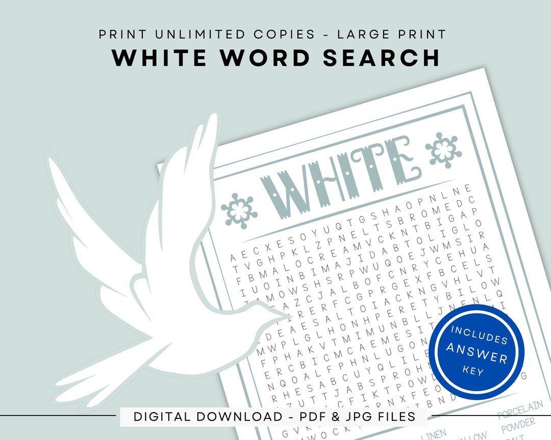 White Word Search for Instant Download | Art Teacher Discussion of ...
