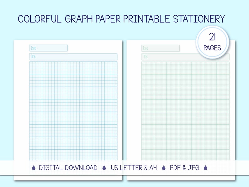 Printable Graph Paper With Margins | Grid Paper for Instant Download in ...