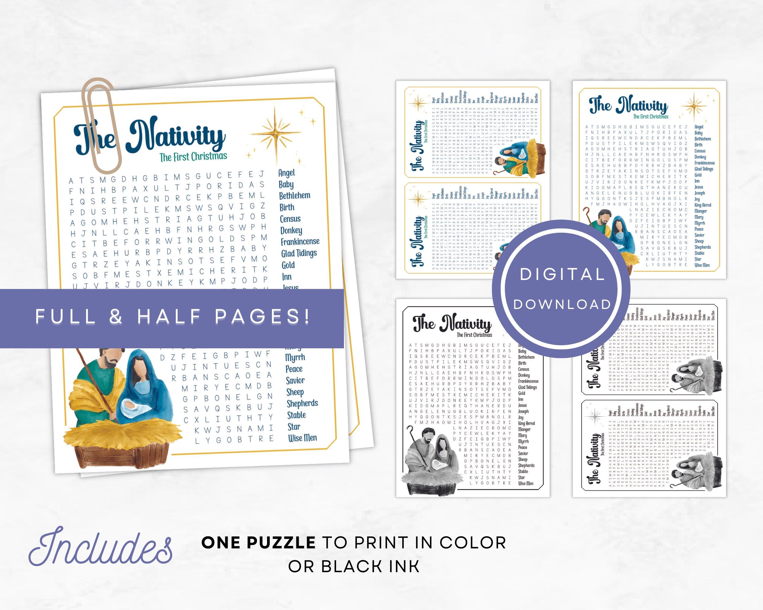 Nativity Word Search Puzzle: First Christmas Game (digital Download) - Etsy