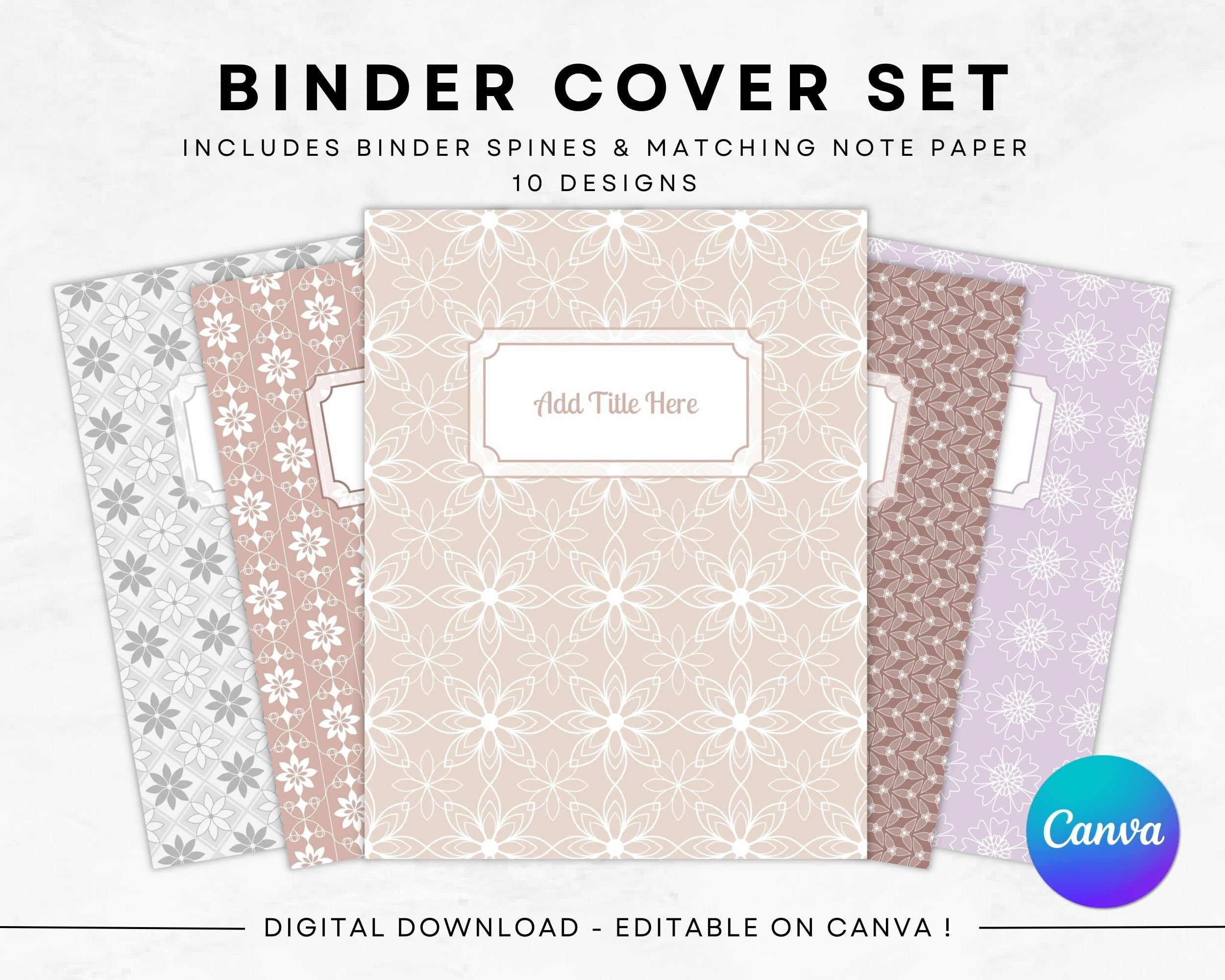 Binder Cover Set With Note Paper Edit on Canva, Download, Print Great ...