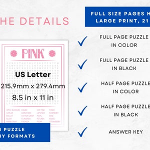 Pink Word Search Puzzle | Art Teacher Activity (PDF & JPG) - Etsy