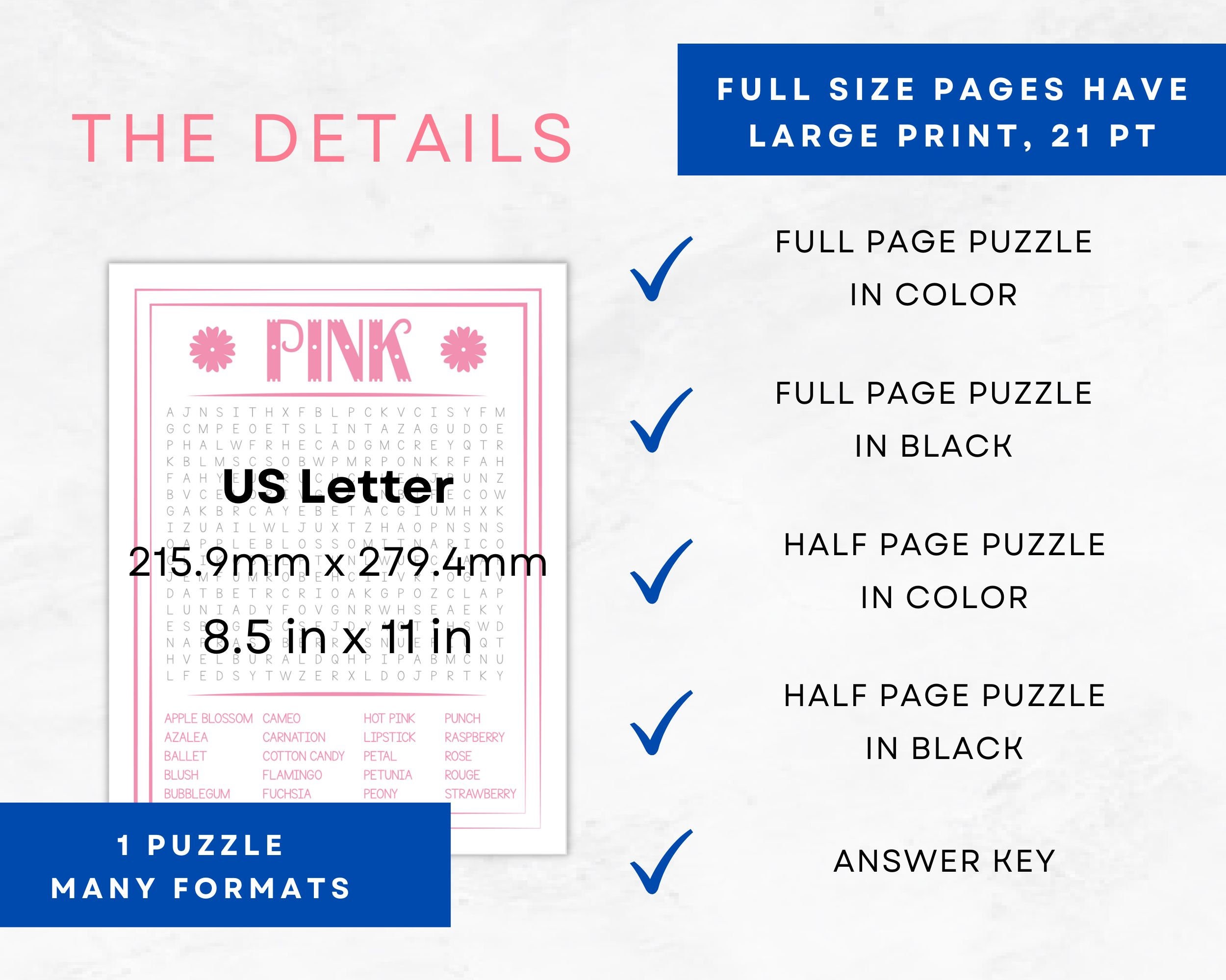 Pink Word Search Puzzle | Art Teacher Activity (PDF & JPG) - Etsy