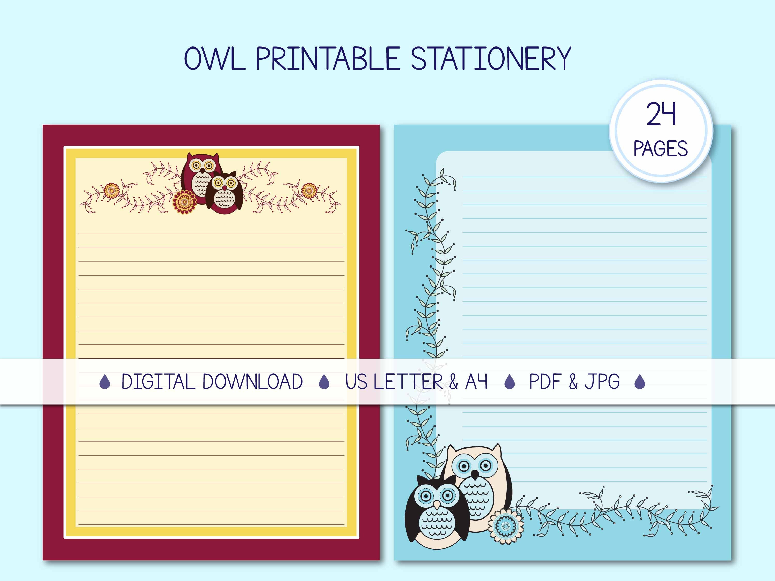 Owl Free Printable Letter Stationary