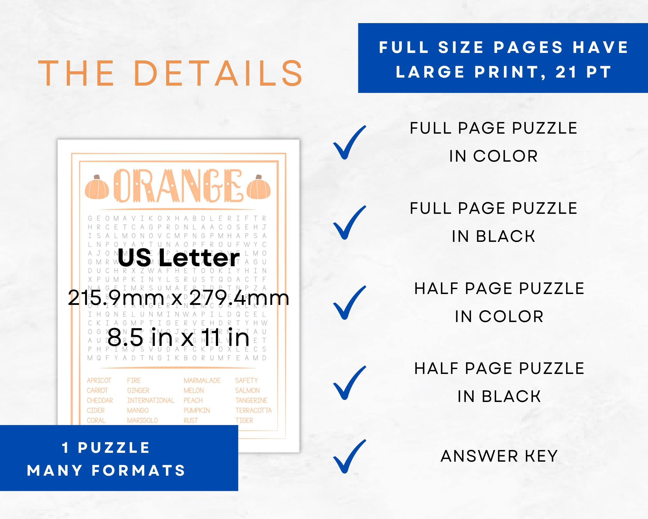Orange Word Search for Instant Download | Art Teacher Discussion of ...