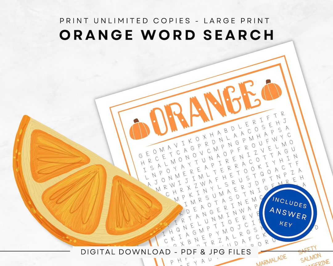 Orange Word Search for Instant Download | Art Teacher Discussion of ...