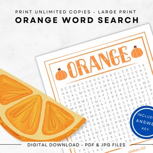 Orange Word Search for Instant Download | Art Teacher Discussion of ...