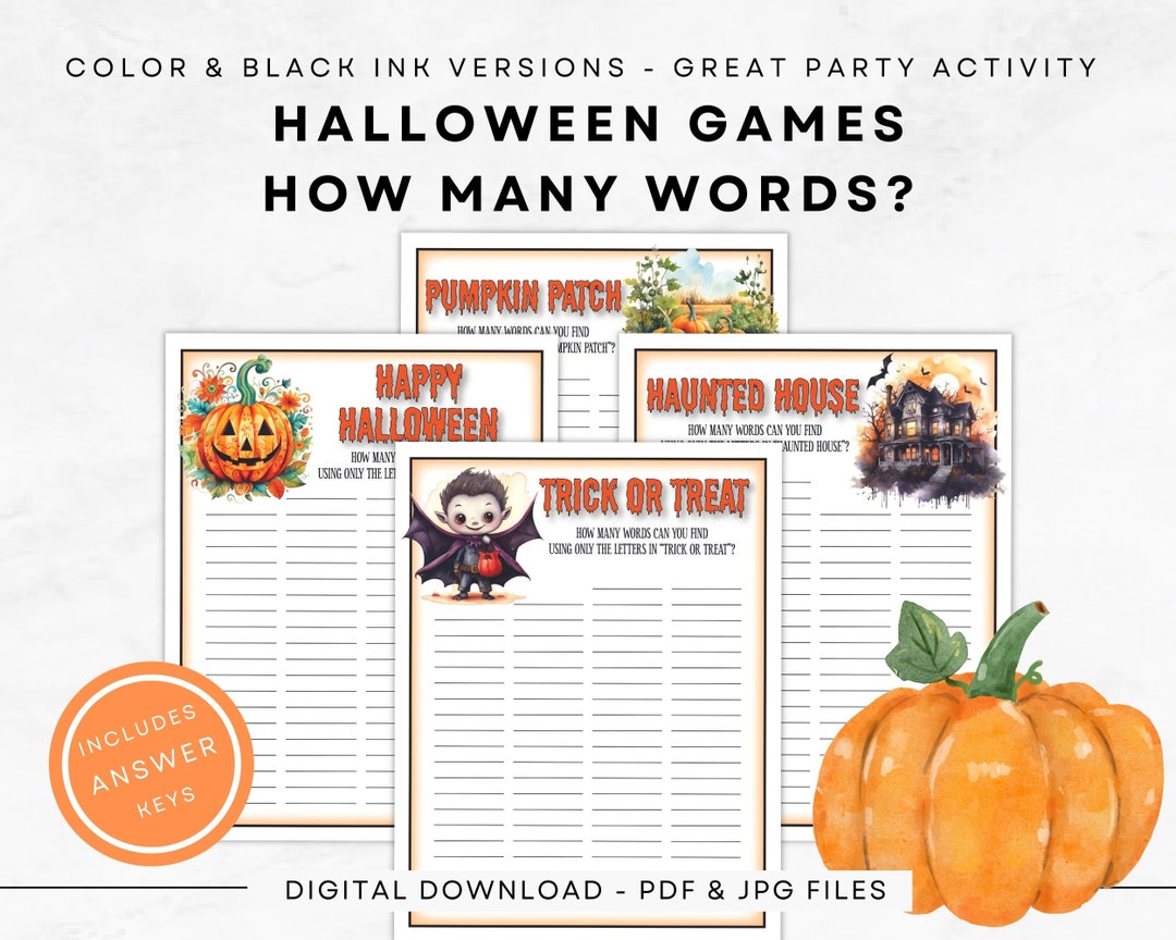 Halloween "how Many Words" Games, Instant Download, Great Classroom or ...