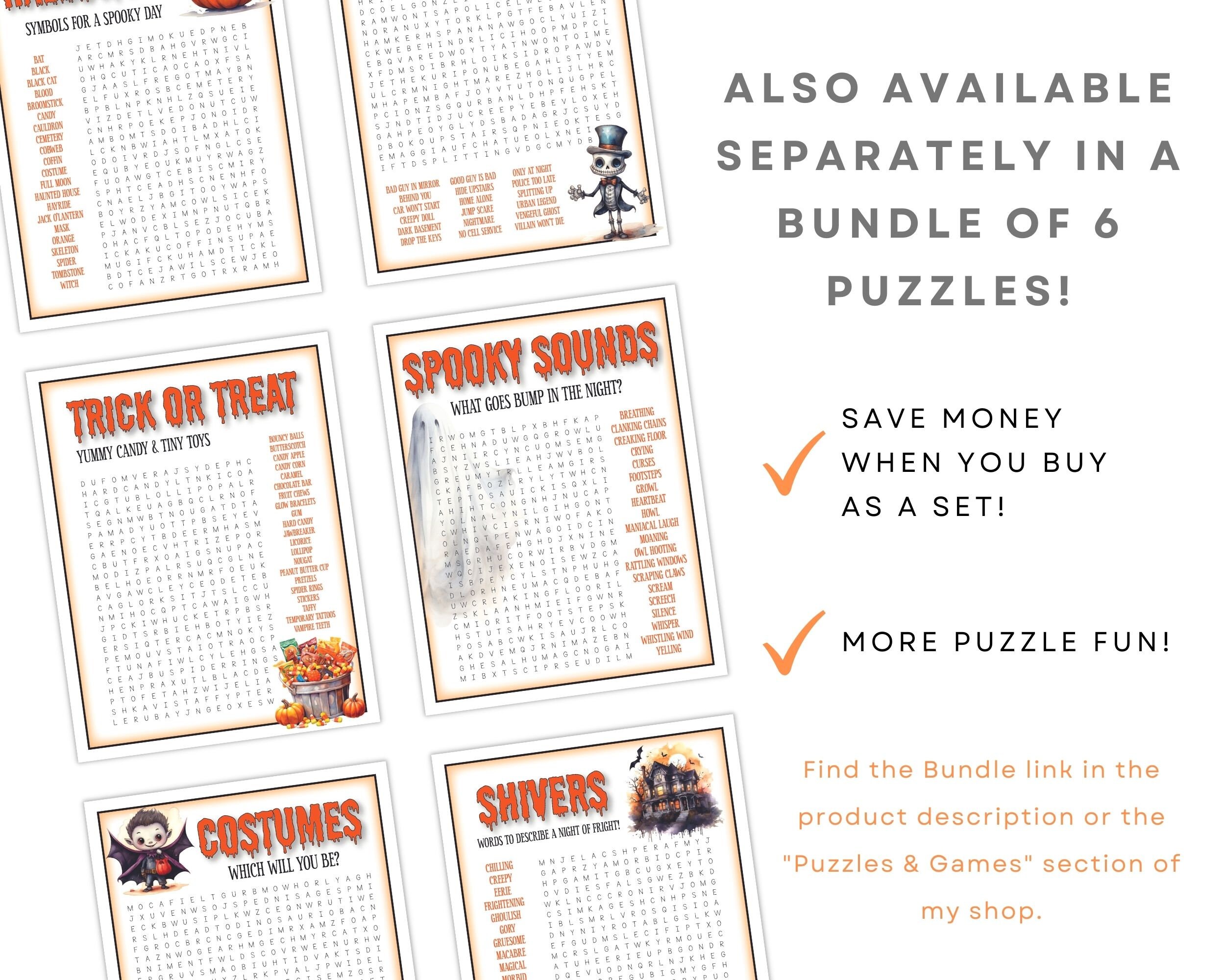 Shivers Creepy Word Search for Halloween, Instant Download, Great Party ...