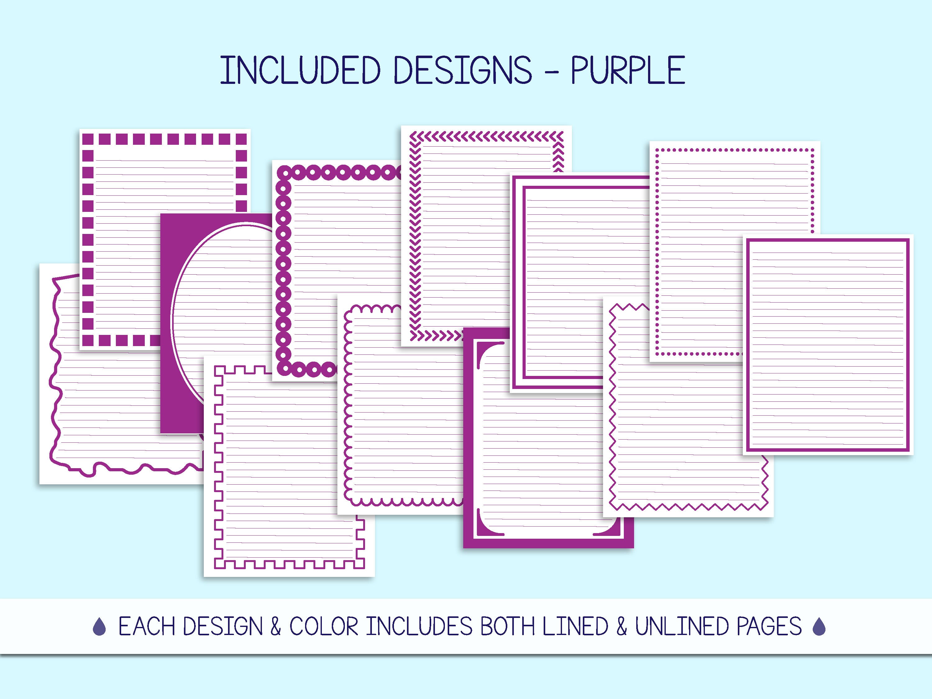 Basic Borders Printable Stationery, Colorway 2 | Writing Paper for ...