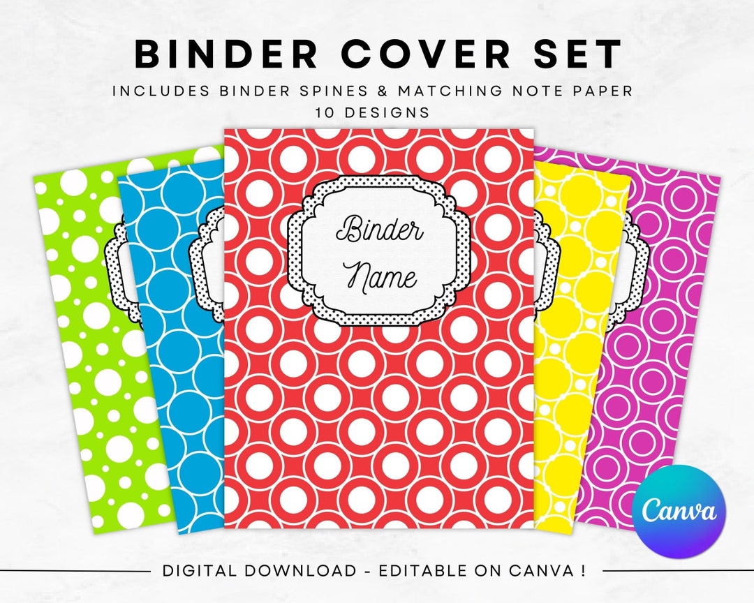 Binder Cover Set With Note Paper | Edit on Canva, Download, Print ...