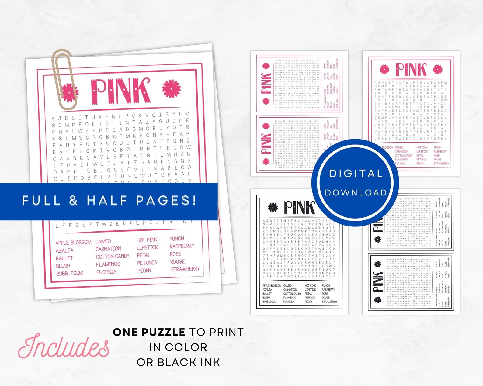 Pink Word Search Puzzle | Art Teacher Activity (PDF & JPG) - Etsy