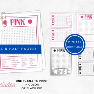 Pink Word Search Puzzle | Art Teacher Activity (PDF & JPG) - Etsy