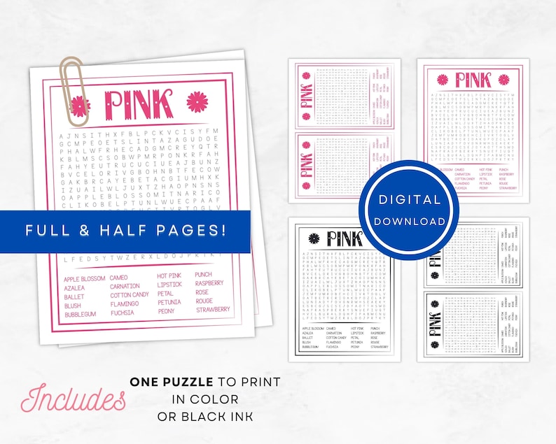 Pink Word Search Puzzle | Art Teacher Activity (PDF & JPG) - Etsy